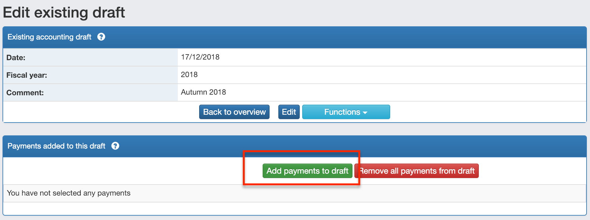 Legacy - Drafts and Postings (Old function) – SpeedAdmin guides