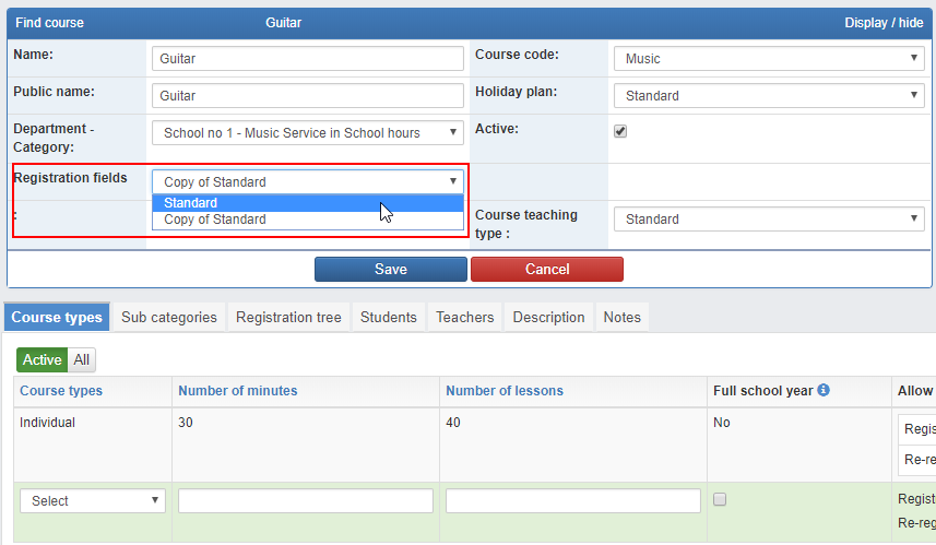 Legacy - Fields and questions in the registration/re-registration form ...