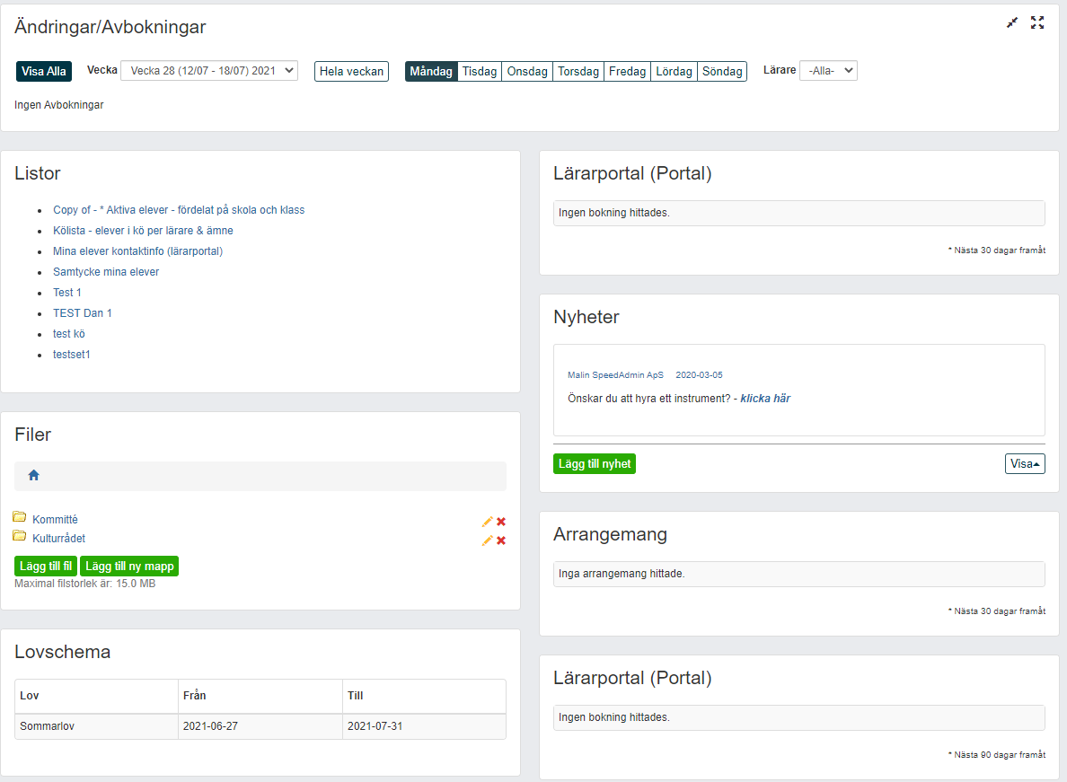 Vägledningar för lärare – Speedadmin help